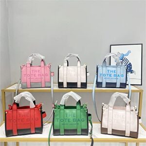 Women Fashion Large Capacity Tote Bag Color Blocking Tote Bag Handheld One Shoulder Messenger Letter Bag