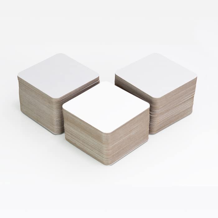 Disposable Square Coasters | White | 4 Inches | Heavyweight Cardboard (100)