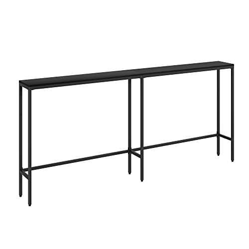 SONGXIN 70.9" Console Table,Modern Extra Narrow Long Sofa Table Behind Couch,Skinny Entry Table with Black Metal Frame for Living Room, Hallway,Classic Black