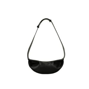 women’s soft surface cowhide hobo bag casual leather crossbody bag crescent shoulder bag black