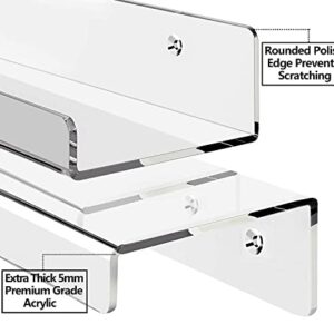 HBlife 36 Inches Floating Shelves Wall Mounted Clear Acrylic Shelves for Figures, Invisible Floating Bookshelf for Kids and Nursery, 2 Pack (5MM Thick)