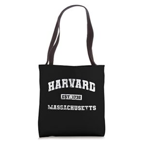 harvard massachusetts ma vintage state athletic style tote bag