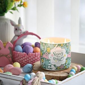 Easter Candle, Spring Jasmine Scented Candle, Large 3 Wicks, 14 oz