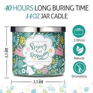 Easter Candle, Spring Jasmine Scented Candle, Large 3 Wicks, 14 oz