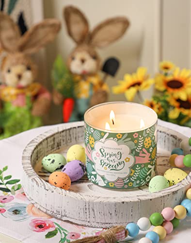 Easter Candle, Spring Jasmine Scented Candle, Large 3 Wicks, 14 oz