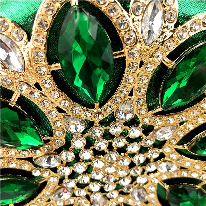 YLLWH Green Clutch Bag Women Round Clutch Purse Evening Bag Crystal Wedding Purse and Handbag Exquisite Chain Shoulder Bag