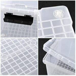 EudokkyNA 4-Pack Clear Plastic Storage Boxes with Lids, Latching Bins Totes with Wheels, 34 Quart