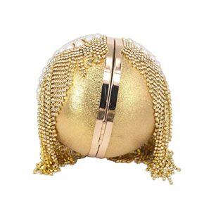 YLLWH Beaded Ball Evening Bags with Tassels Women Wedding Bags Party Handbags Crystal Clutch Bags Chain Shoulder Bags