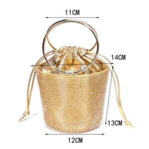 YLLWH Women Evening Bags Rhinestones Bucket Ladies Clutch Purse Ladies Handbags