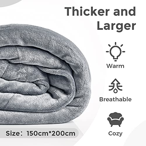 MOOFUN Sherpa Fleece Throw Blanket- 60 x 80 inches, Soft Fluffy Cozy Warm Fuzzy Machine Washable, Durable Blanket for Couch and Bed -Silver Grey