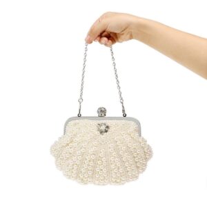 YLLWH Shell Design Women Evening Bags Beaded Handmade Diamonds Chan Shoulder Messenger Bag Crystal Wedding Evening Bag