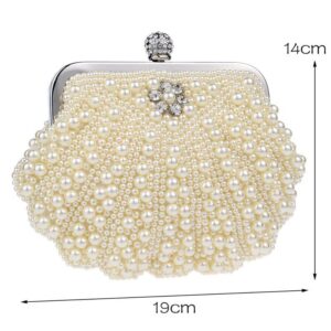 YLLWH Shell Design Women Evening Bags Beaded Handmade Diamonds Chan Shoulder Messenger Bag Crystal Wedding Evening Bag