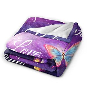 Butterfly Blanket Soft Warm Purple Butterfly Throw Blanket Plush Fluffy Lightweight Cozy Fleece Flannel Girls Gift Blankets for Women Kids Adults Bedding Couch Sofa 50"X40"