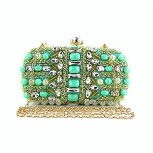 yllwh diamond clutch bags for women pearl beading handbag bling green rhinestone women’s evening bags wedding