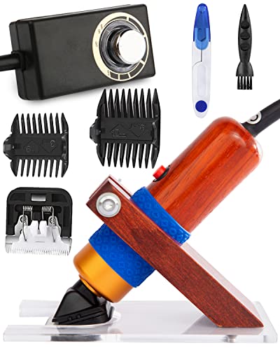 Carpet Trimmer, Wood Handle Electric Tufting Rug Trimmer with Shearing Guide, Low Noise Carpet Carver Clippers Tool Kit for Handmade Tufted Rug and Rug Clean, 200W (Shearing Guide Included)