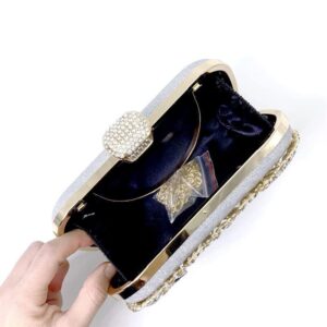 YLLWH Evening Clutch Bag for Women Wedding Golden Clutch Purse Chain Shoulder Bag Small Party Handbag with Metal Handle