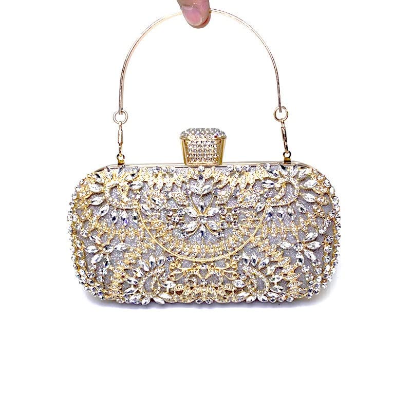 YLLWH Evening Clutch Bag for Women Wedding Golden Clutch Purse Chain Shoulder Bag Small Party Handbag with Metal Handle