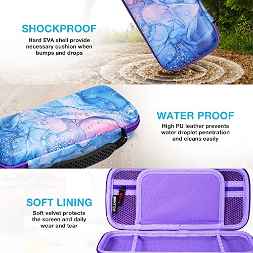 molshine Carrying Case Compatible with Nintendo Switch OLED Model 2021/Switch 2017,Hard Shell Shockproof Protective Cover Travel Bag with Handle/10 Game Cartridges for Console Joy-Con (Purple Wave)