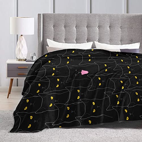 Black Cat Blanket Throw Flannel Fleece Ultra Soft Blanket for Couch Sofa Bed 80"X60"