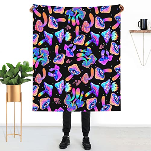 Mushrooms Flannel Throw Blanket Soft Lightweight Warm Blanket All Season Sofa Blanket Can Be Used in Office Living Room Bed Suitable for Children Adults or Teenagers 60"X50" Inches