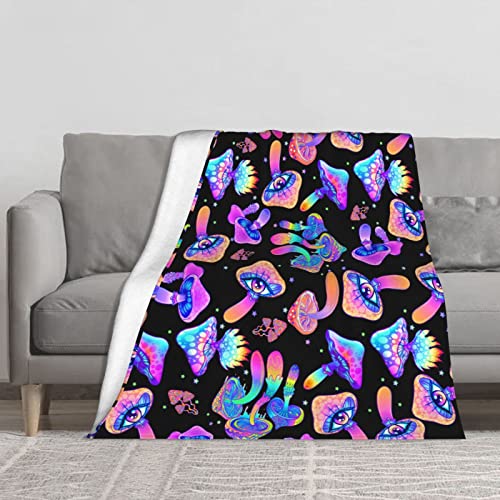 Mushrooms Flannel Throw Blanket Soft Lightweight Warm Blanket All Season Sofa Blanket Can Be Used in Office Living Room Bed Suitable for Children Adults or Teenagers 60"X50" Inches