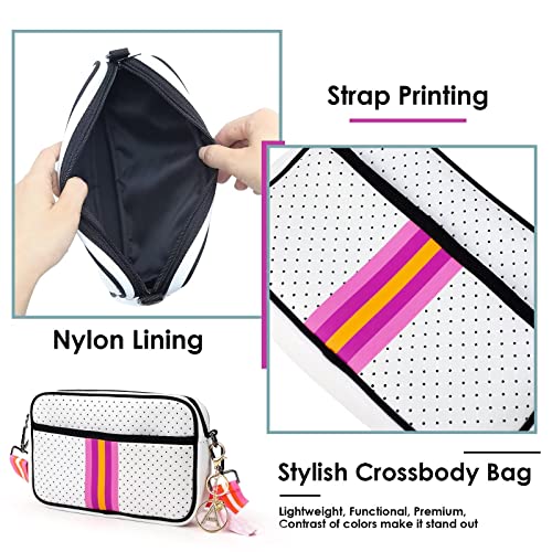 Crossbody Bags for Women, Neoprene Crossbody Bag, Neoprene Cross Body Bags Purses for Women Trendy Crossbody Bag,Women's Crossbody Handbags,Christmas Birthday Gifts for Teenage Girls(White Perforated)