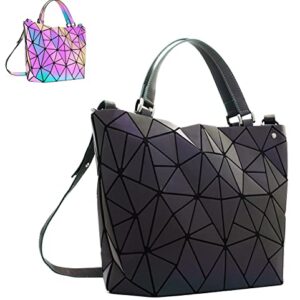 CAFINY Geometric Purse for Women,Geometric Luminous Purses and Handbags,Geometric Bags and Holographic crossbody bag(Medium)