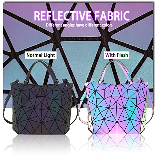 CAFINY Geometric Purse for Women,Geometric Luminous Purses and Handbags,Geometric Bags and Holographic crossbody bag(Medium)