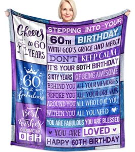 ciuyxof 60th birthday gifts for women blanket 60th birthday decorations women men throw blanket happy 1963 60th birthday gift ideas for her mom wife (sixty, 50 x 60 inch)