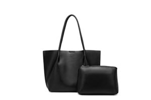 hepcelt hobo bags leather totes for women ladies purses and handbags dupes for women handbags purse and wallet set shopper purse satchel handbag with top handles, black