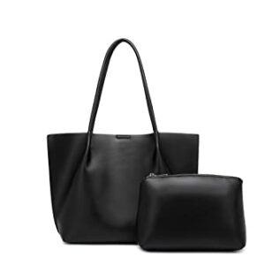 hepcelt Hobo Bags Leather Totes for Women Ladies Purses and Handbags Dupes for Women Handbags Purse and Wallet Set Shopper Purse Satchel Handbag with Top Handles, Black