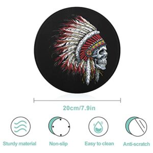 Indian Skull Printed Round Cutting Board Glass Chopping Blocks Mats Food Tray for Home Kitchen Decoration