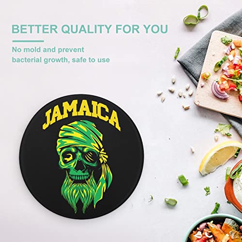 Flag of Jamaica Printed Round Cutting Board Glass Chopping Blocks Mats Food Tray for Home Kitchen Decoration