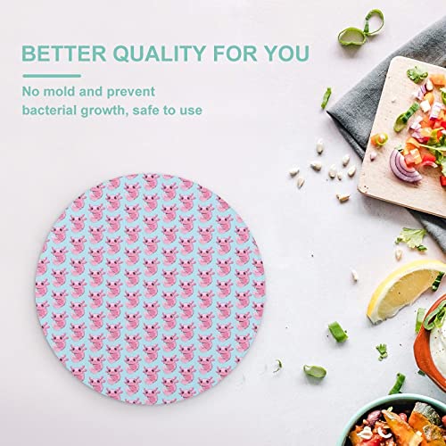 Pink Axolotl Printed Round Cutting Board Glass Chopping Blocks Mats Food Tray for Home Kitchen Decoration