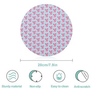 Pink Axolotl Printed Round Cutting Board Glass Chopping Blocks Mats Food Tray for Home Kitchen Decoration