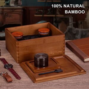 Viking Factory Large Bamboo Box Tray Set Decorative Box for Home Odour Proof Storage - Reversible Tray, Roll Kit and All Accessories