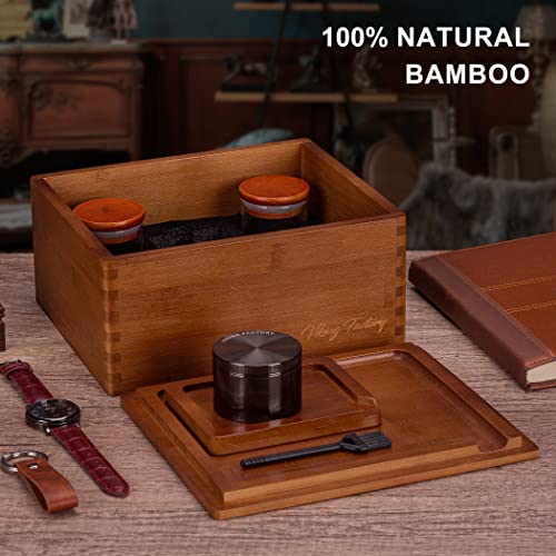 Viking Factory Large Bamboo Box Tray Set Decorative Box for Home Odour Proof Storage - Reversible Tray, Roll Kit and All Accessories