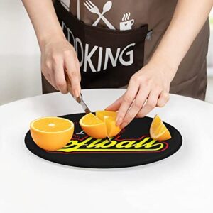 Love Softball Printed Round Cutting Board Glass Chopping Blocks Mats Food Tray for Home Kitchen Decoration