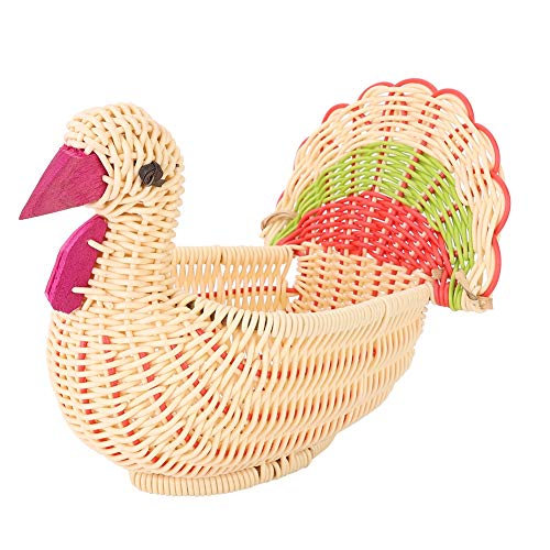 Hand Woven Baskets, Mini Turkey Shape Storage Baskets, Rattan Storage Baskets for Home Dining Table Decorations