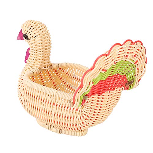 Hand Woven Baskets, Mini Turkey Shape Storage Baskets, Rattan Storage Baskets for Home Dining Table Decorations