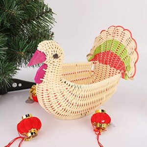 Hand Woven Baskets, Mini Turkey Shape Storage Baskets, Rattan Storage Baskets for Home Dining Table Decorations