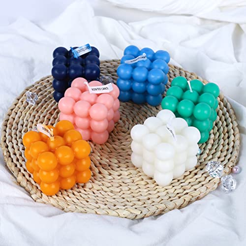 Bubble Candles - Cube Soy Wax Candle, Aesthetic Decor Scented Candle, Cute White Candles for Home, Holiday, Wedding & Party,Dinner Table, Halloween,Christmas (White)