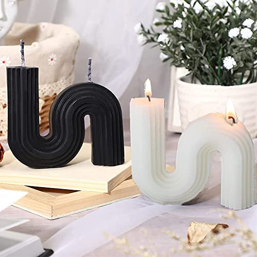 2 Pcs Aesthetic CandlesS Shape Candle Minimalist Geometric Shaped Candles Soy Wax Scented Candle Art Decorative Handmade for Wedding Christmas Birthday Gift