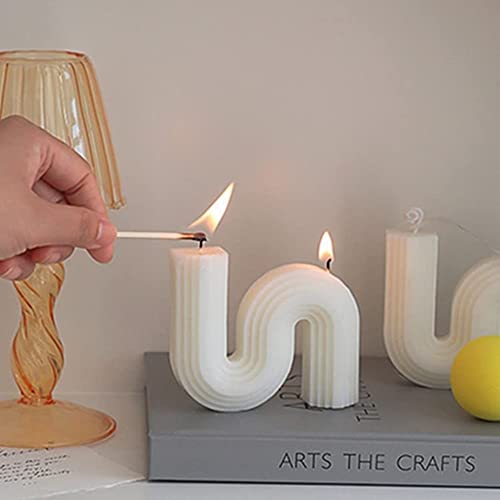 2 Pcs Aesthetic CandlesS Shape Candle Minimalist Geometric Shaped Candles Soy Wax Scented Candle Art Decorative Handmade for Wedding Christmas Birthday Gift