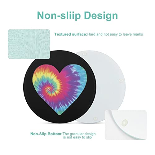 Tie-Dye Heart Printed Round Cutting Board Glass Chopping Blocks Mats Food Tray for Home Kitchen Decoration