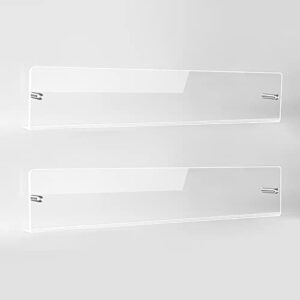 DuvinDD 2 Packs Magazine Holder Brochure Holder Wall Mounted Clear Acrylic Shelves 24 inches Hanging Acrylic Bookshelf Magazine Rack Wall Organzier Floating Shelves