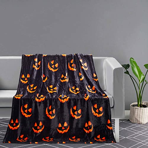 Thesis Halloween Blanket Fleece Throw Blanket – Soft Plush Printed Pumpkin Blanket Microfiber Oversized Throw Blanket 50x70 Inches