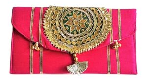 clutch bag for woman traditional patola clutch handbag elegant evening wedding party purse for women’s & girls by panache merchant (pink)