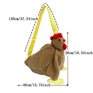 Womens Cute Chicken Shoulder Bag Fluffy Hen Handbag Crossbody Purse Animal Style Cartoon Crossbody Bag for Girls