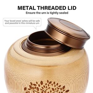 Small Keepsake Urns for Human Ashes Made of Bamboo,Decorative Urns with Tree of Life Pattern Engraved,Mini Memorial Cremation Urns for Human Ashes Adult Female Male